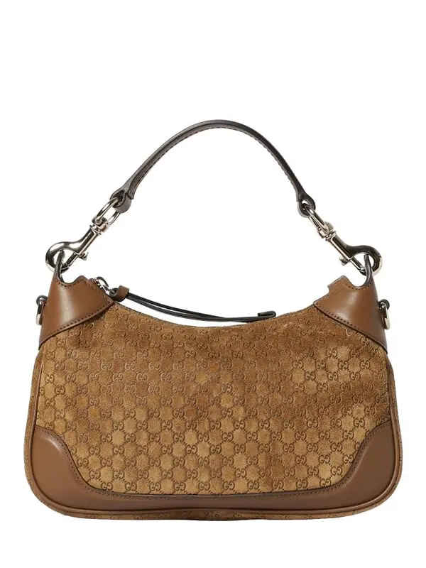 Gucci Monogram Calf Skin Shoulder Bag - Brown