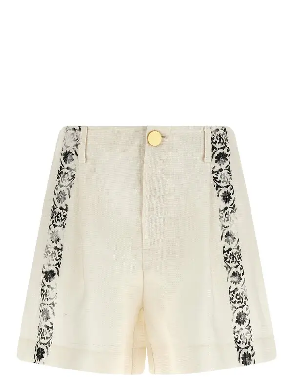 Alberta Ferretti Fortuny Linen Shorts - Multicolor