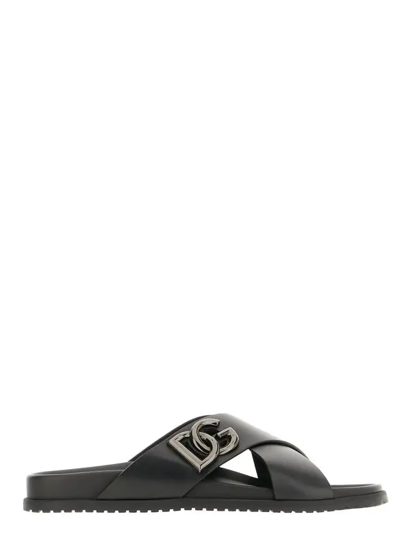 Dolce & Gabbana Embellished Leather Slides - Multicolor