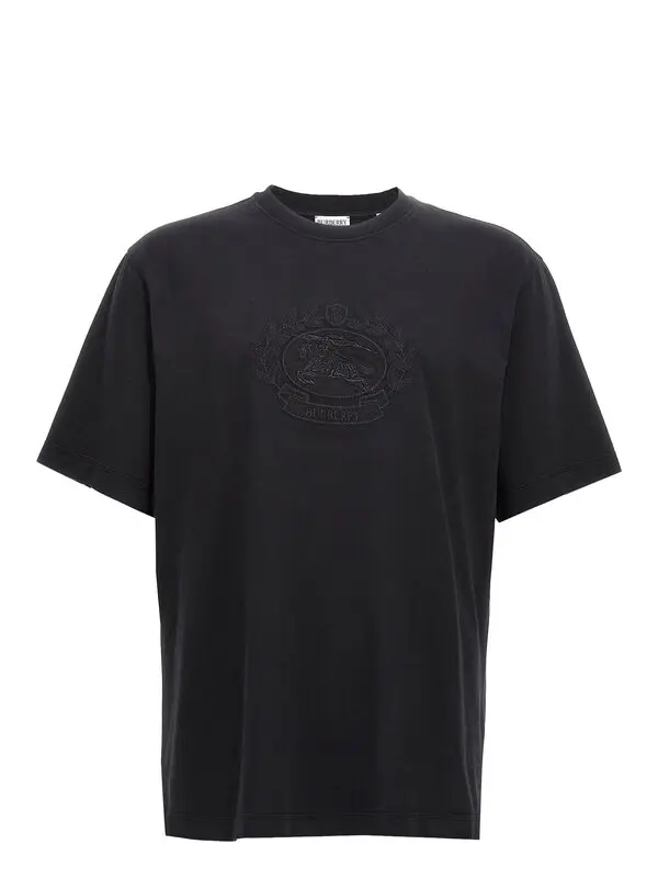 Burberry Logo Embroidery T-shirt - Black