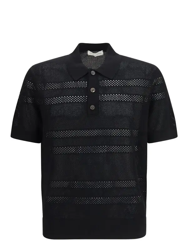 Dries Van Noten Mesh Polo Shirt - Black
