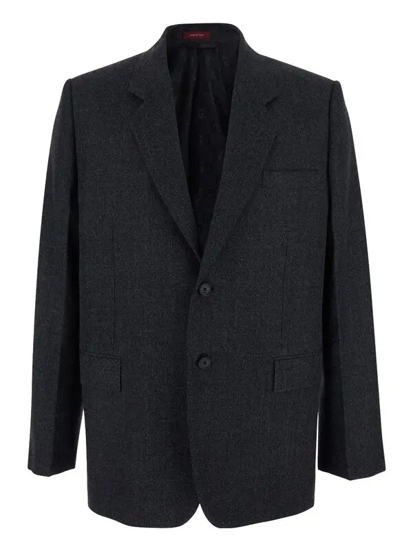 Gucci Grey Single-breasted Jacket With Notched Revers In Wool - Multicolor
