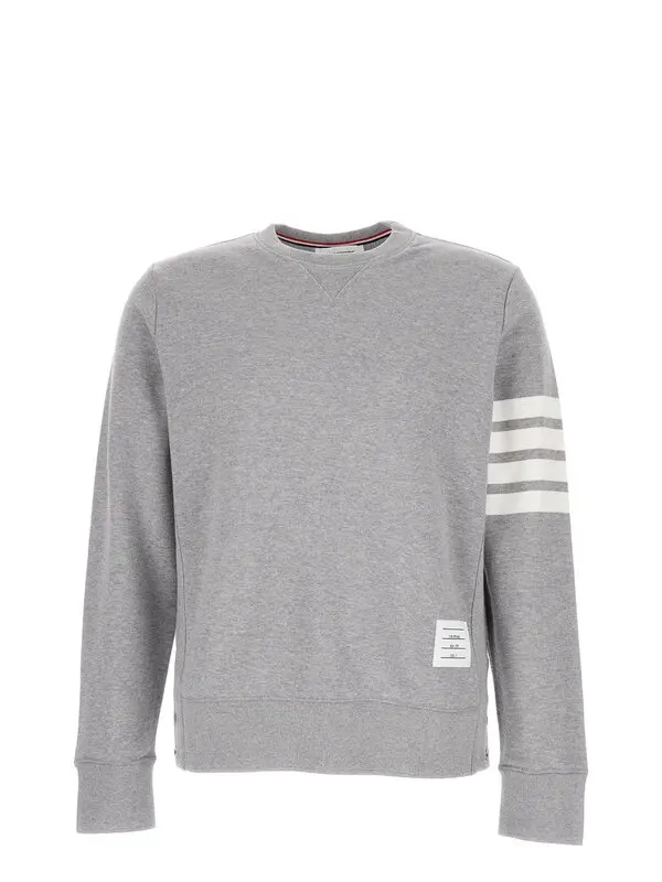 Thom Browne 4 Bar Tab Sweatshirt With Contrast Stripes - Gray