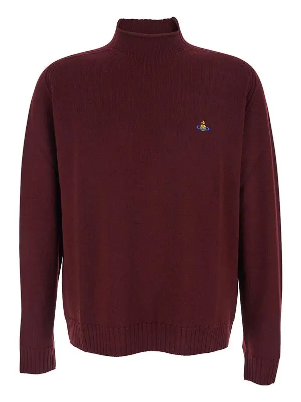 VIVIENNE WESTWOOD Wool Blend Turtleneck Sweater With Orb Logo Embroidery - Multicolor