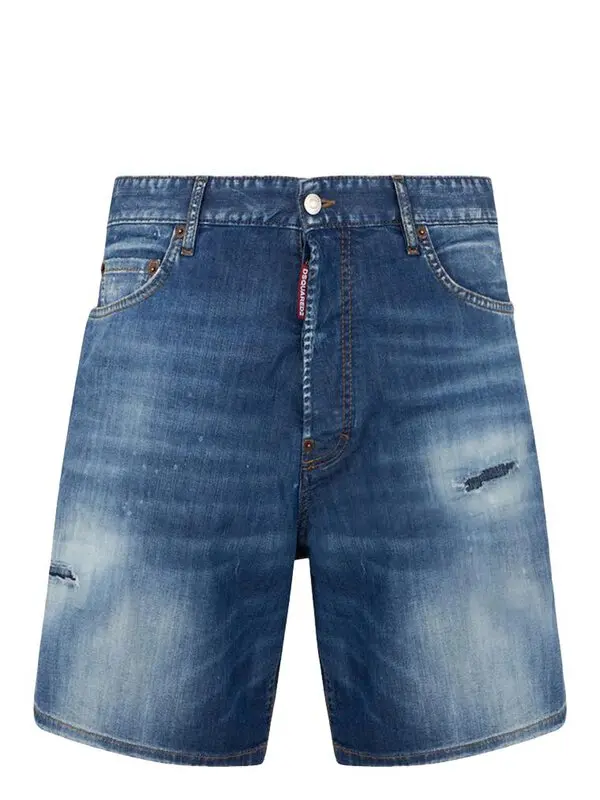 Dsquared2 Distressed Denim Shorts - Blue