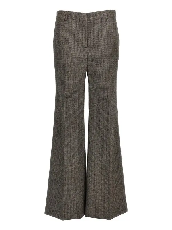 Stella McCartney Houndstooth Flared Wool Trousers - Gray