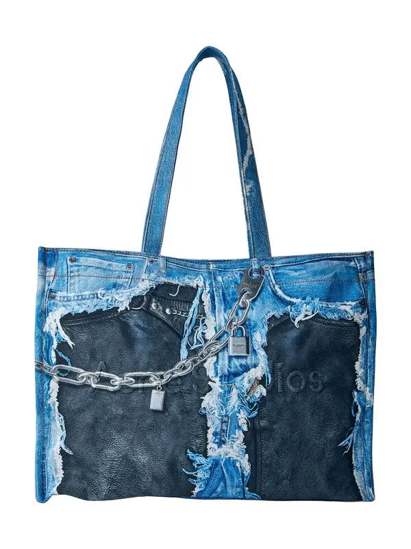 Acne Studios Trompe-l'oeil Tote Bag - Blue