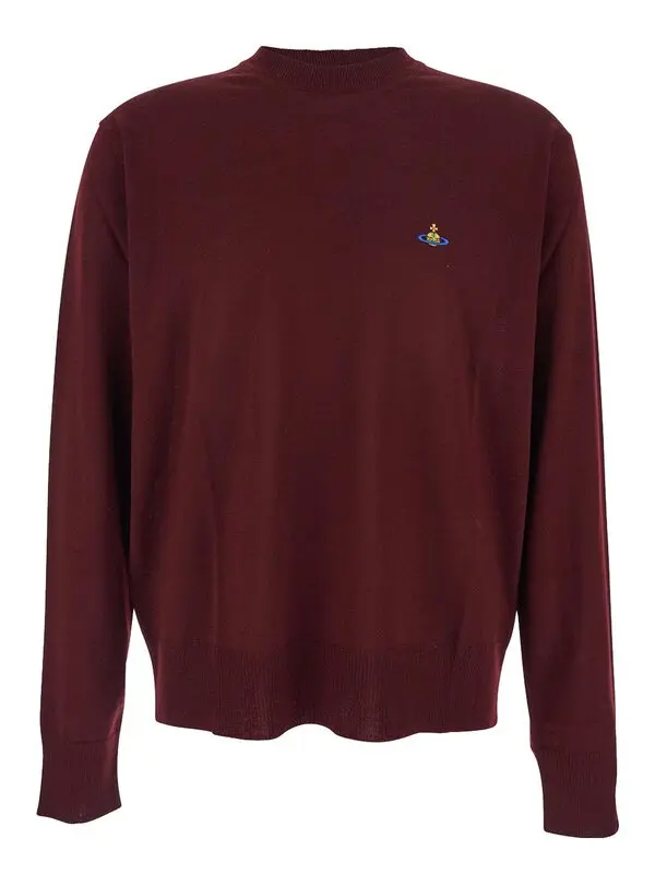 VIVIENNE WESTWOOD Wool Blend Crewneck Sweater With Orb Logo - Multicolor