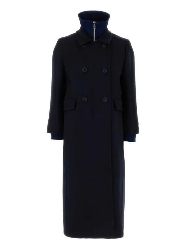 Prada Wool Double Breasted Coat - Blue