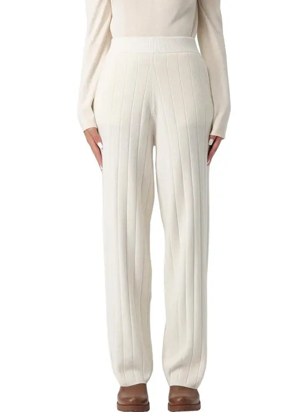 Max Mara Ribbed Cashmere Wide-leg Pants - White