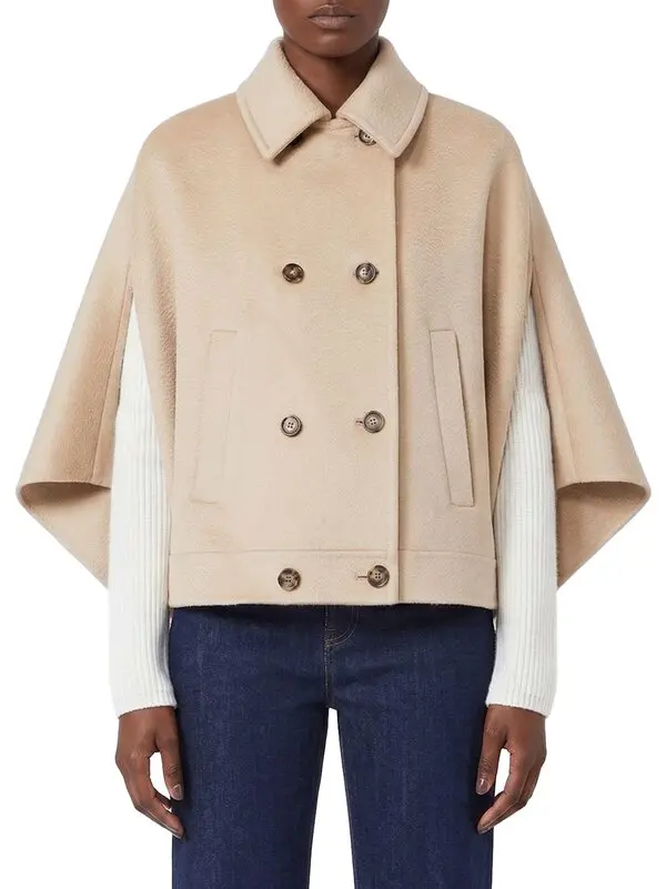 Max Mara Beige Cashmere Cape - Cream
