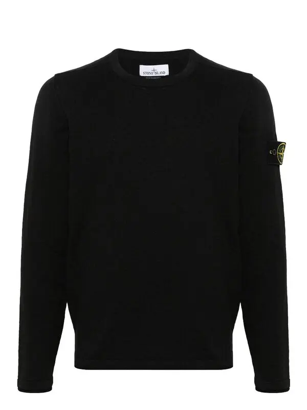 Stone Island Cotton Crew Neck Jumper - Black