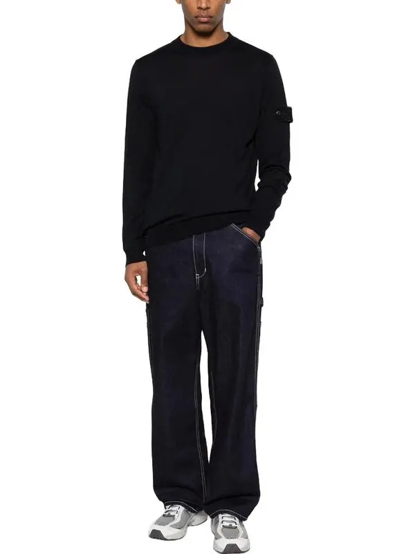 Stone Island Crew Neck Long Sleeve Sweater - Blue
