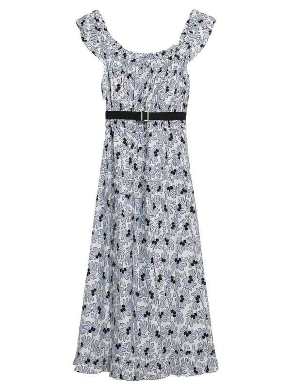 Prada Sleeveless Dress With Zipper And Drawstring - Blue