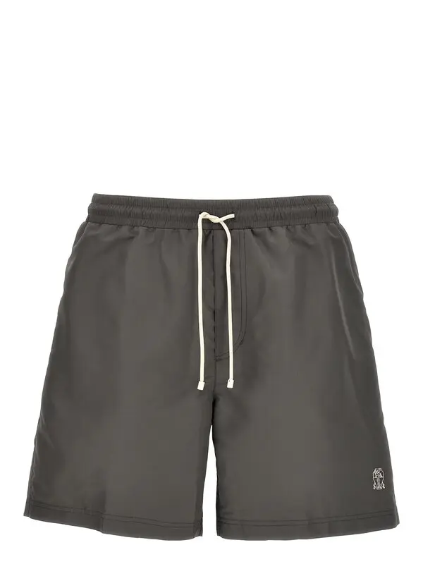 Brunello Cucinelli Logo Swimsuit - Gray