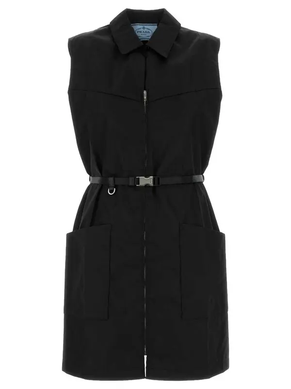 Prada Sleeveless Belted Dress - Black