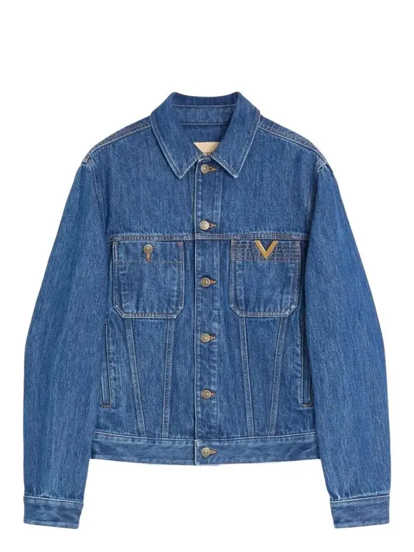Valentino Garavani Denim Jacket With Vlogo - Blue