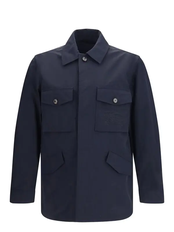 Burberry Bradmore Nylon Jacket With Ekd Embroidery - Blue
