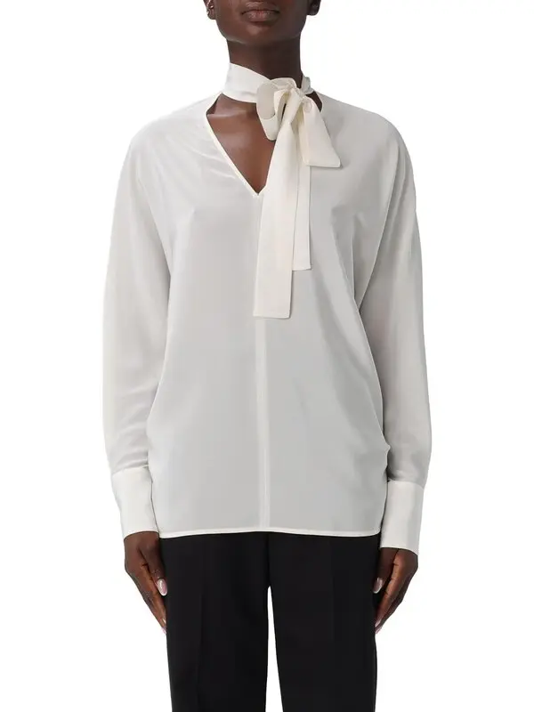 Max Mara Silk Blouse With Pussy Bow - White