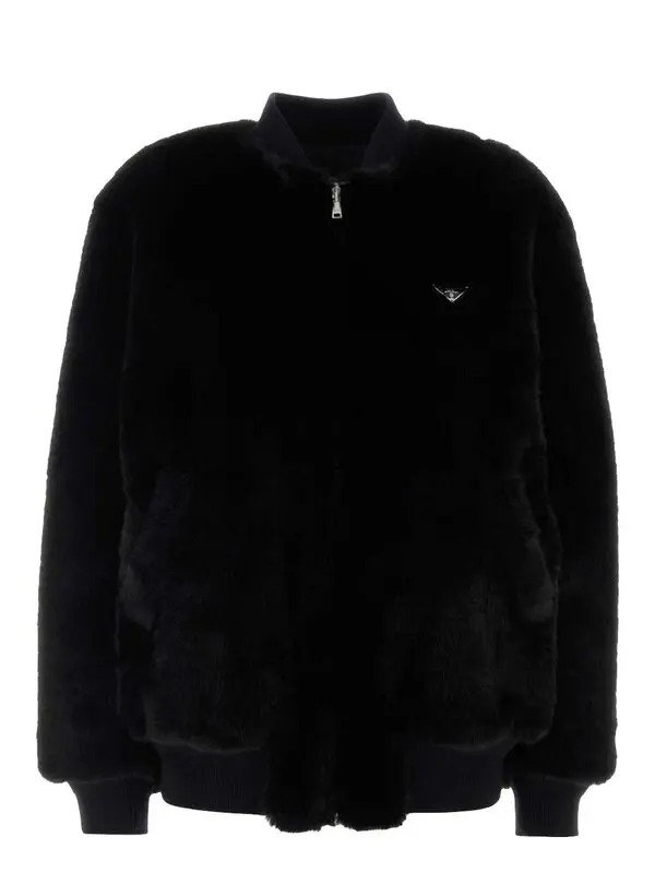 Prada Fur Zip-up Jacket - Black
