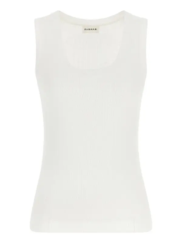 P.a.r.o.s.h Ribbed Stretch Cotton Top - White