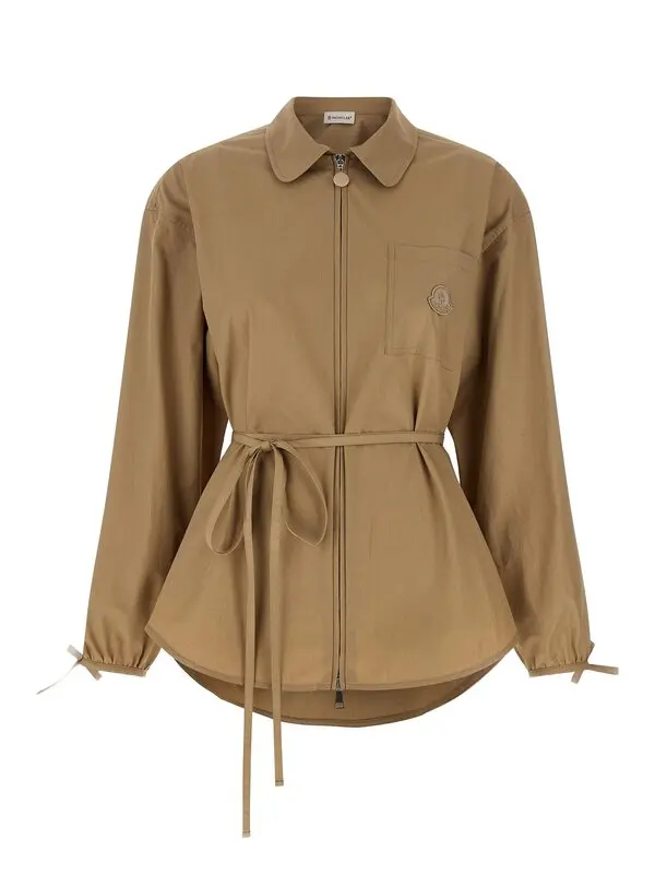 Moncler Grosgrain Logo Patch Overshirt - Cream