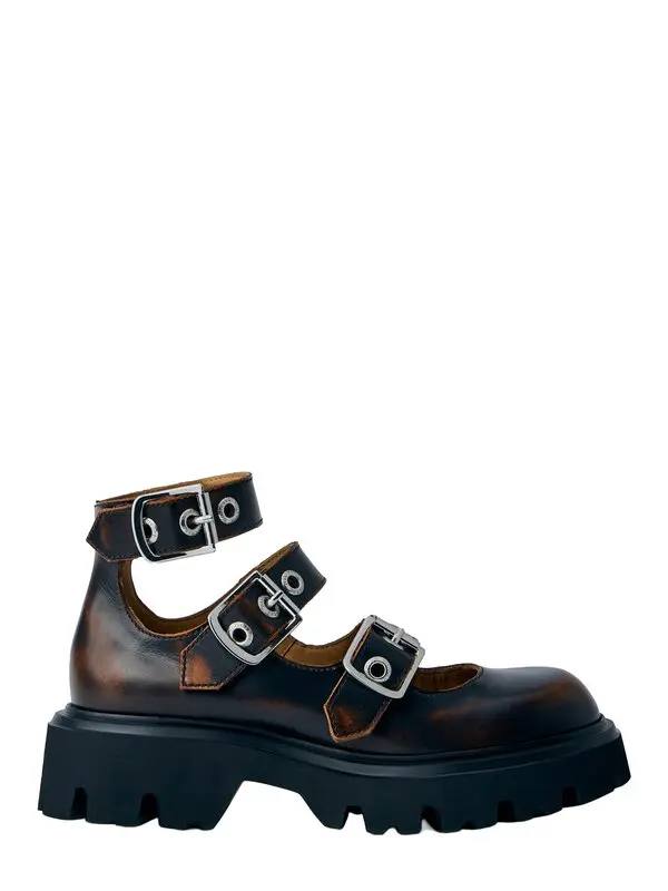 VIVIENNE WESTWOOD Bacchus Leather Mary Jane Shoes - Brown