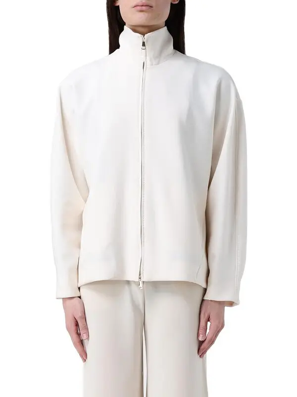 Max Mara Zip-up Jacket With Stand Collar - Cream