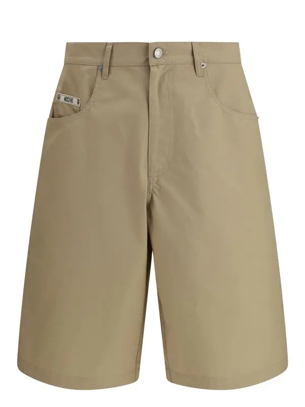 Moschino Long Bermuda Shorts In Cotton - Cream
