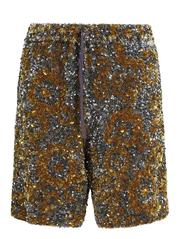 Dries Van Noten Sequin-embellished Drawstring Shorts - Multicolor