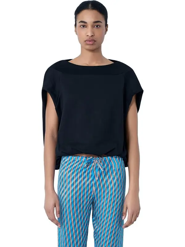 Dries Van Noten Draped Sleeve Top - Black