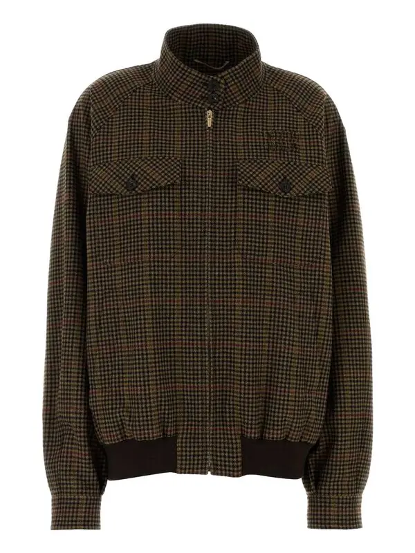 Miu Miu Jacket With Patterned Exterior And Viscose Lining - Brown