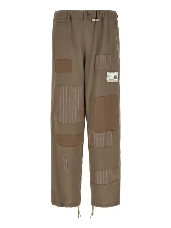 Mihara Yasuhiro Repaired Wool Wide-leg Trousers - Cream