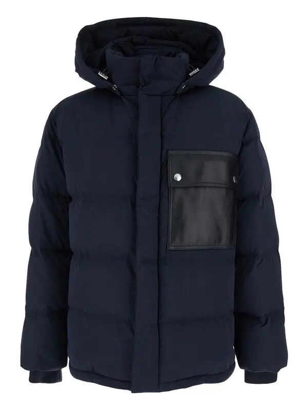 Bottega Veneta Down Jacket With Intreccio Motif Leather Patches - Multicolor