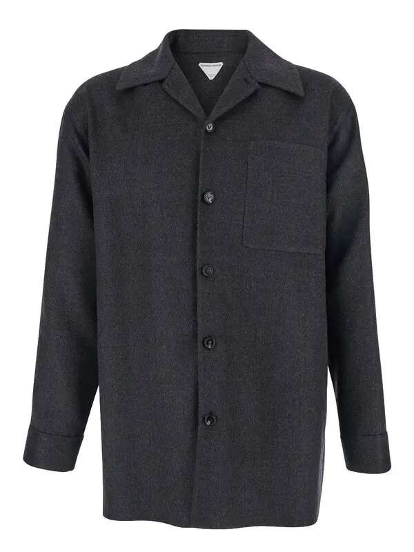 Bottega Veneta Grey Jacket With Wide Notched Revers In Cashmere And Silk - Multicolor
