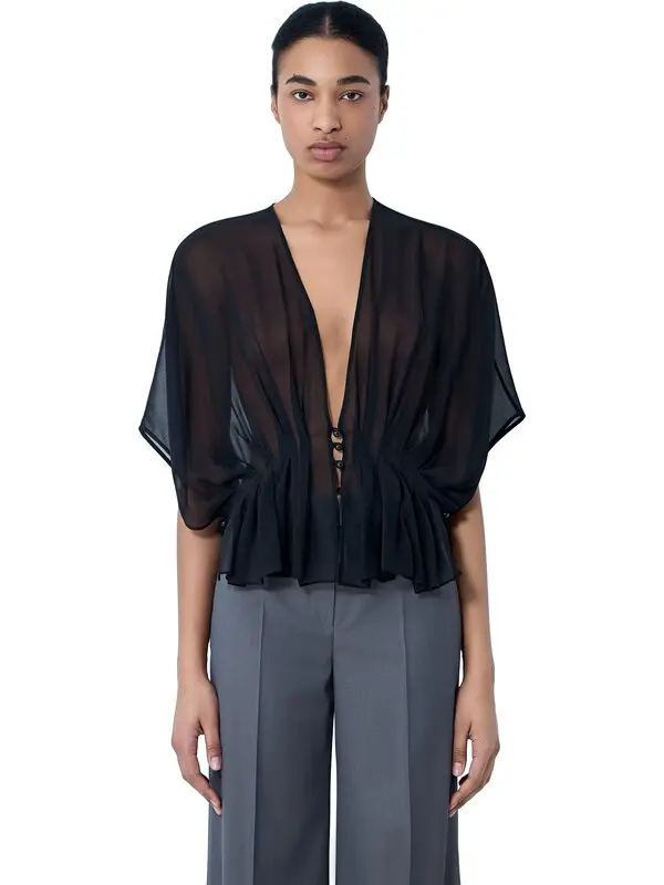 Max Mara Sheer Silk Blouse - Black