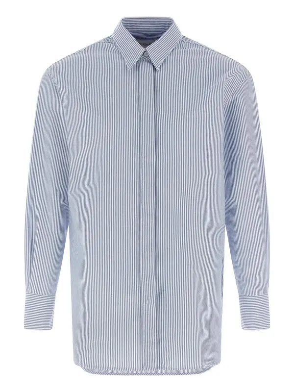 GOLDEN GOOSE Batilda Striped Oxford Cotton Shirt - Blue
