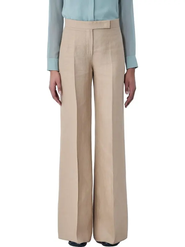 Max Mara High-waisted Wide-leg Textured Linen Trousers - Cream
