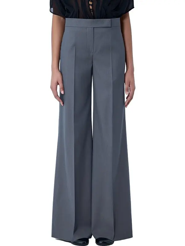 Max Mara High-rise Wide-leg Tailored Trousers - Gray