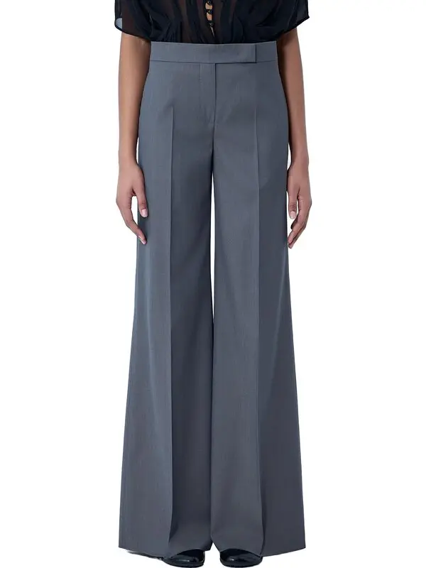 Max Mara High-rise Wide-leg Tailored Trousers - Gray