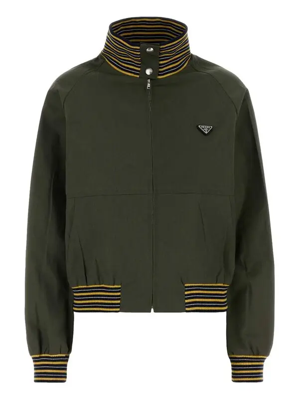 Prada Ribbed Collar Bomber Jacket - Red