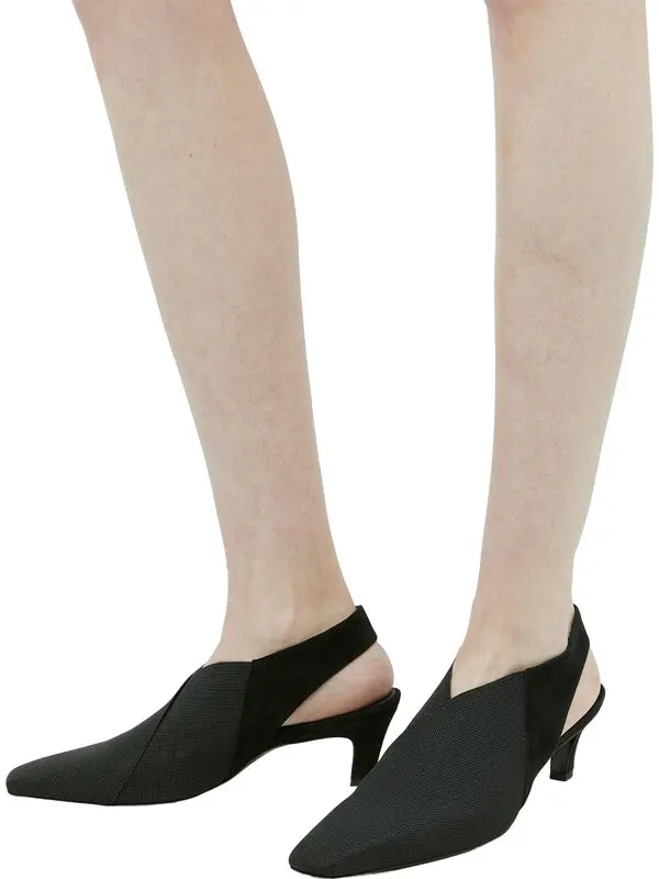 TOTEME Mid Heel Elastic Slingback Pumps - Black