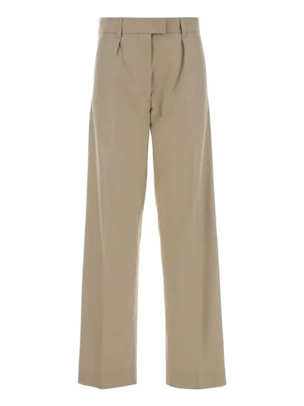 Miu Miu Wide Leg Cotton Blend Pants - White