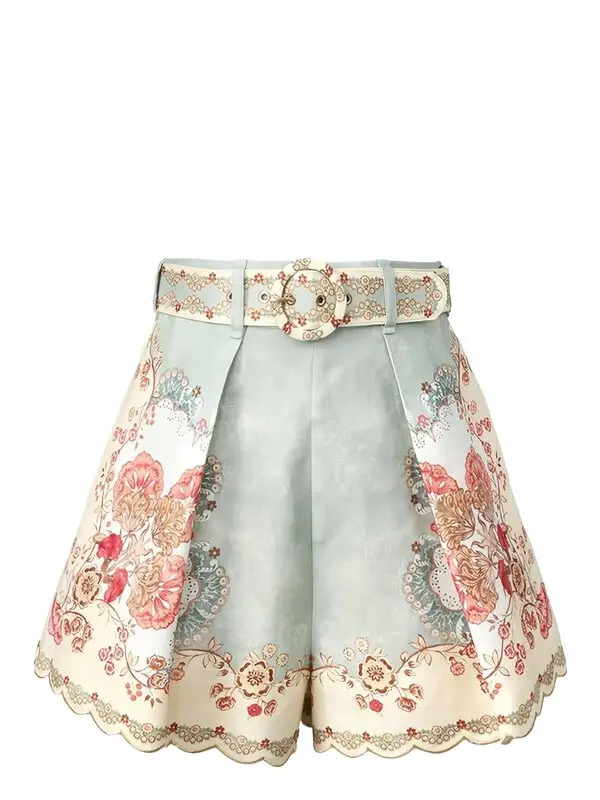 Zimmermann Linen Shorts With Floral Print - Green