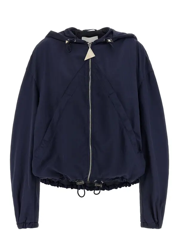 Attico Overdyed Nylon Hooded Bomber Jacket - Blue