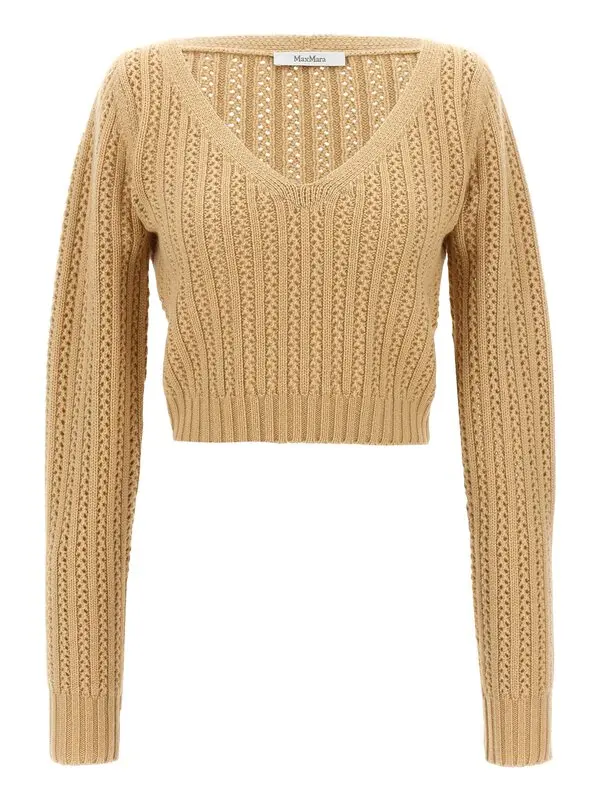 Max Mara Ifrem Cropped Wool And Cashmere Sweater - Cream