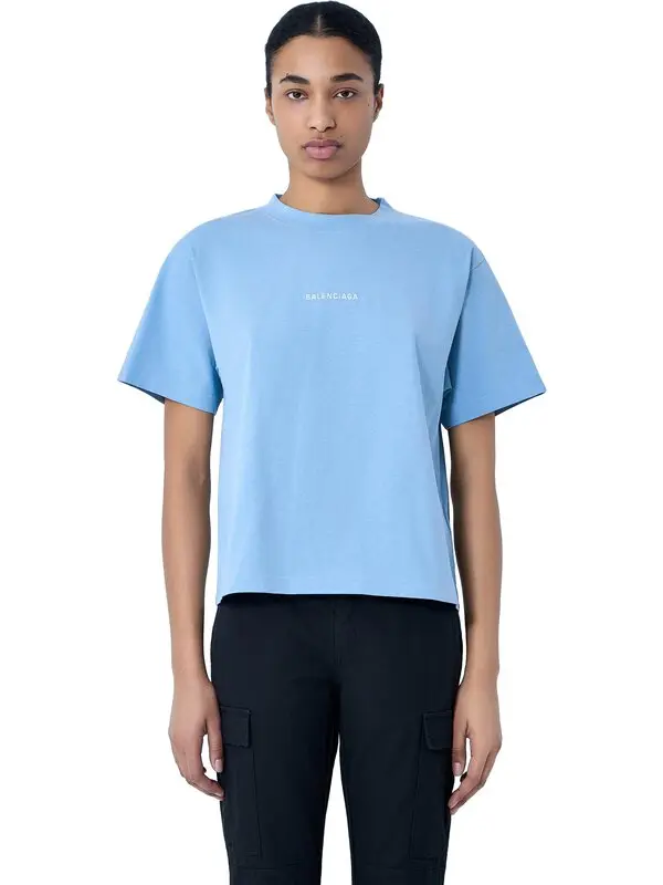 Balenciaga Medium Fit T-shirt With Logo Motif - Blue