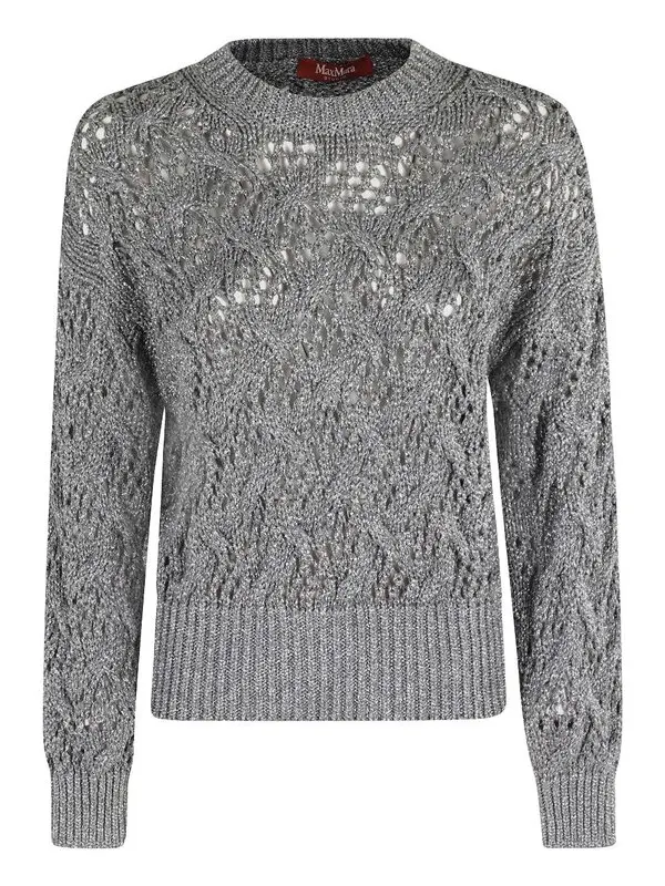 Max Mara Grey Metallic Knit Sweater - Gray