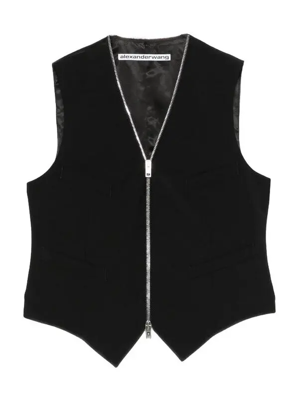 Alexander Wang Zip Fastening Sleeveless V-neck Vest - Black