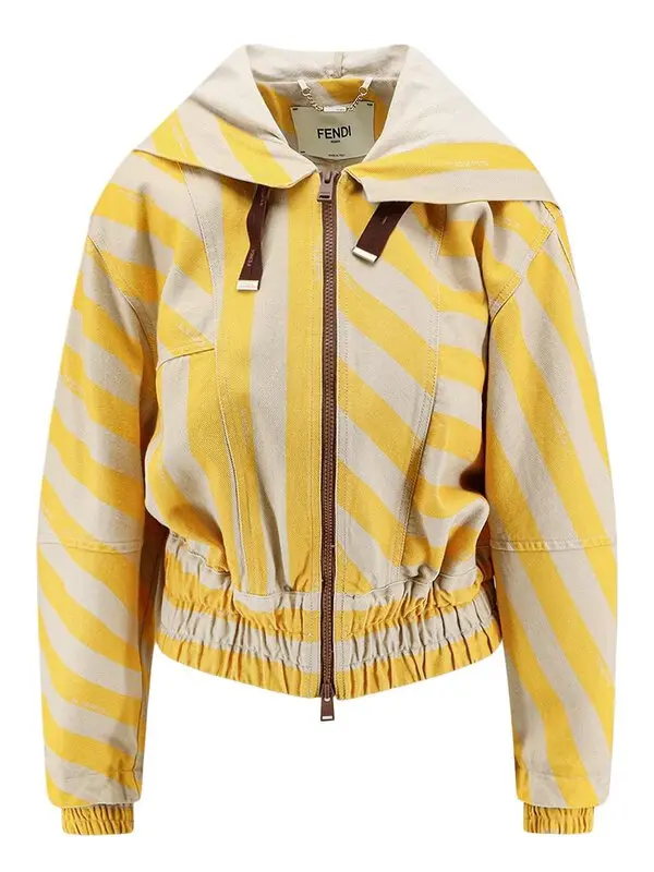 Fendi Cotton And Linen Jacket With Striped Motif - Multicolor